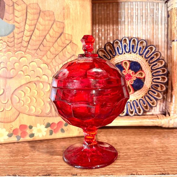 Viking | Dining | Vintage Viking Georgian Ruby Red Footed Covered Candy ...